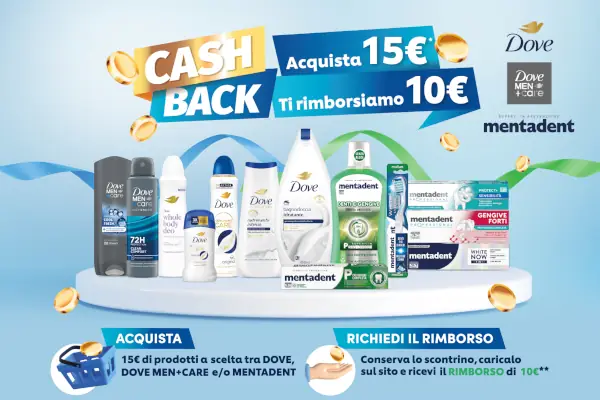Cashback Dove e Mentadent: ricevi un rimborso di 10 euro - Vincimi.it